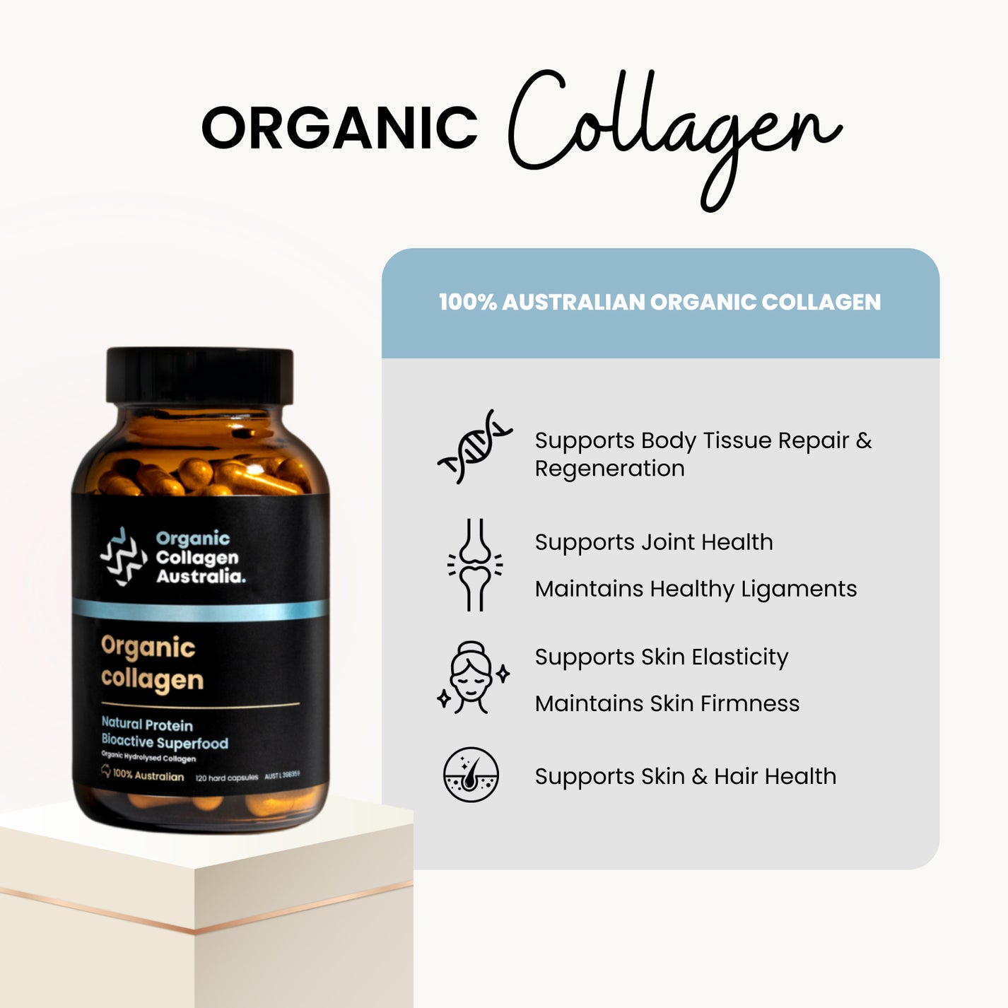 Organic Collagen (120 Capsules) | 100% Australian Made
